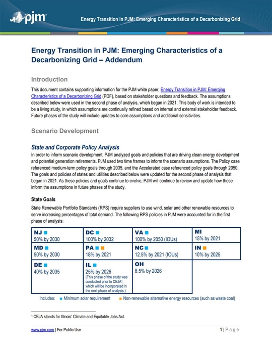 In October 2022, PJM published an addendum to the study, developed in ...